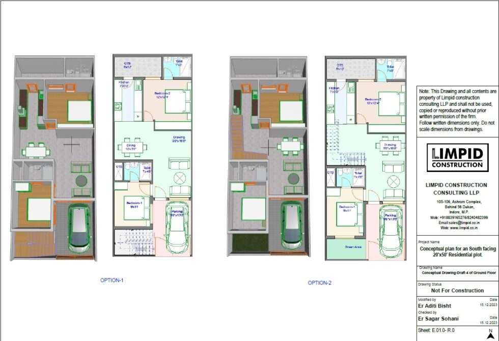 20ft x 50ft South Facing Plot Home Design